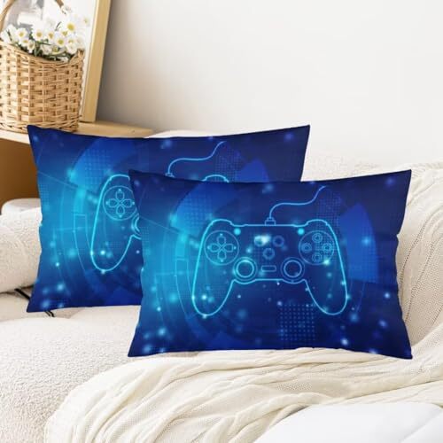 Game Controller Throw Pillow Cover Queen Size Set of 2Gamer Gaming ...
