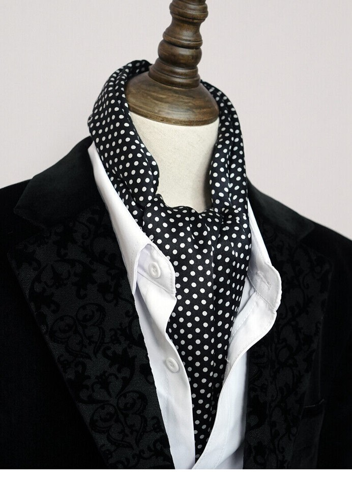 Mens 100 Silk Scarf Vintage Polka Dot Double Layer Long Neckerchief ...