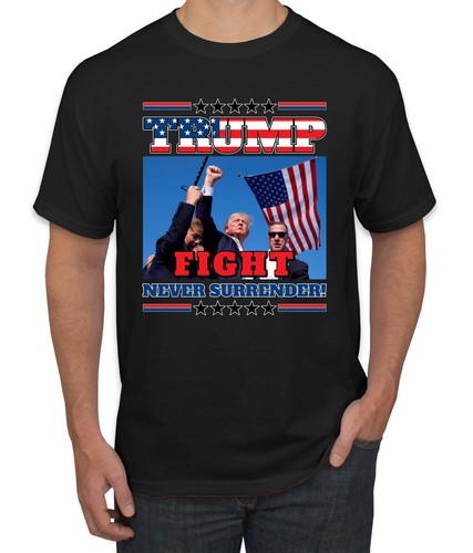 Trump 2024 Fight Never Surrender MAGA Bullet Proof Shot USA T-Shirt | eBay