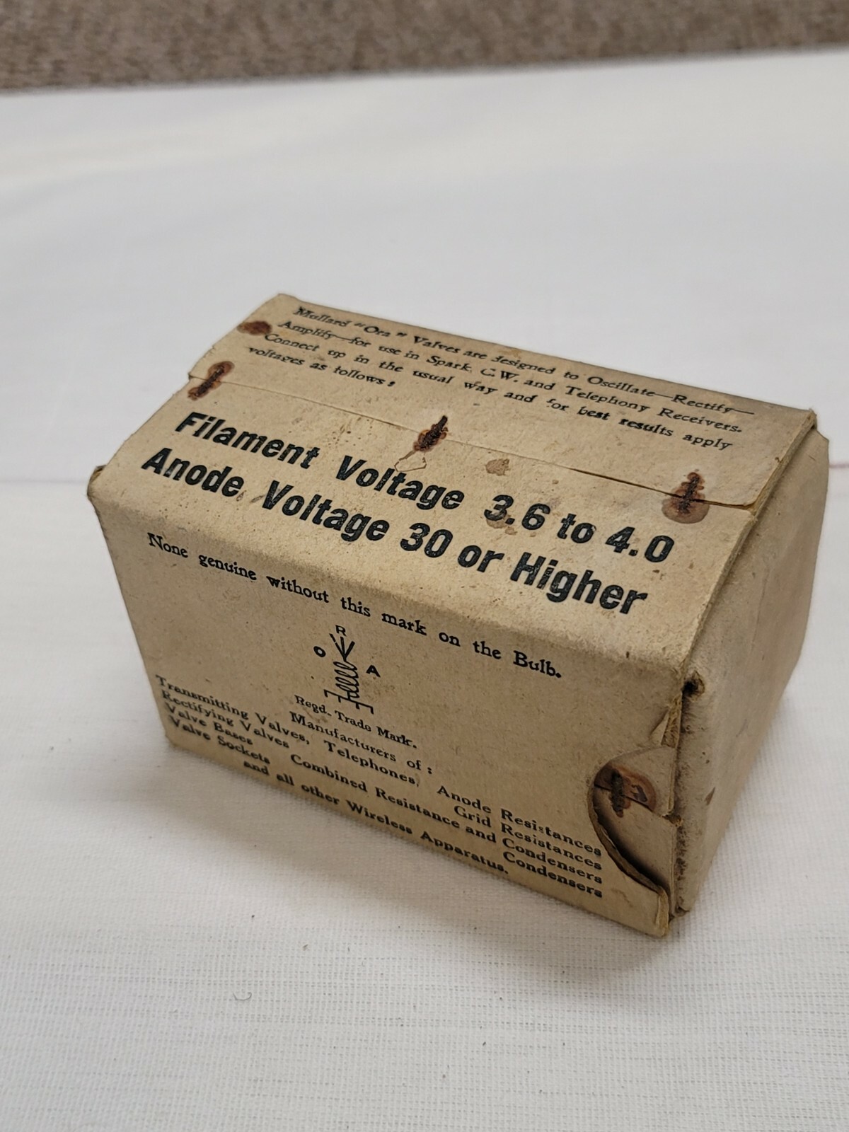 1922 Mullard ORA E153 K-Valve Radio Vacuum Rectifier Reception Triode ...