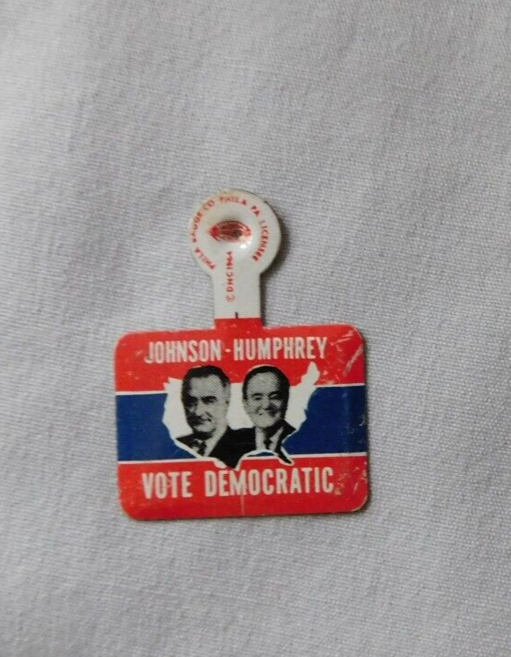 1964 LBJ Lyndon Johnson Hubert Humphrey Vote Democratic Tab Pin Button ...