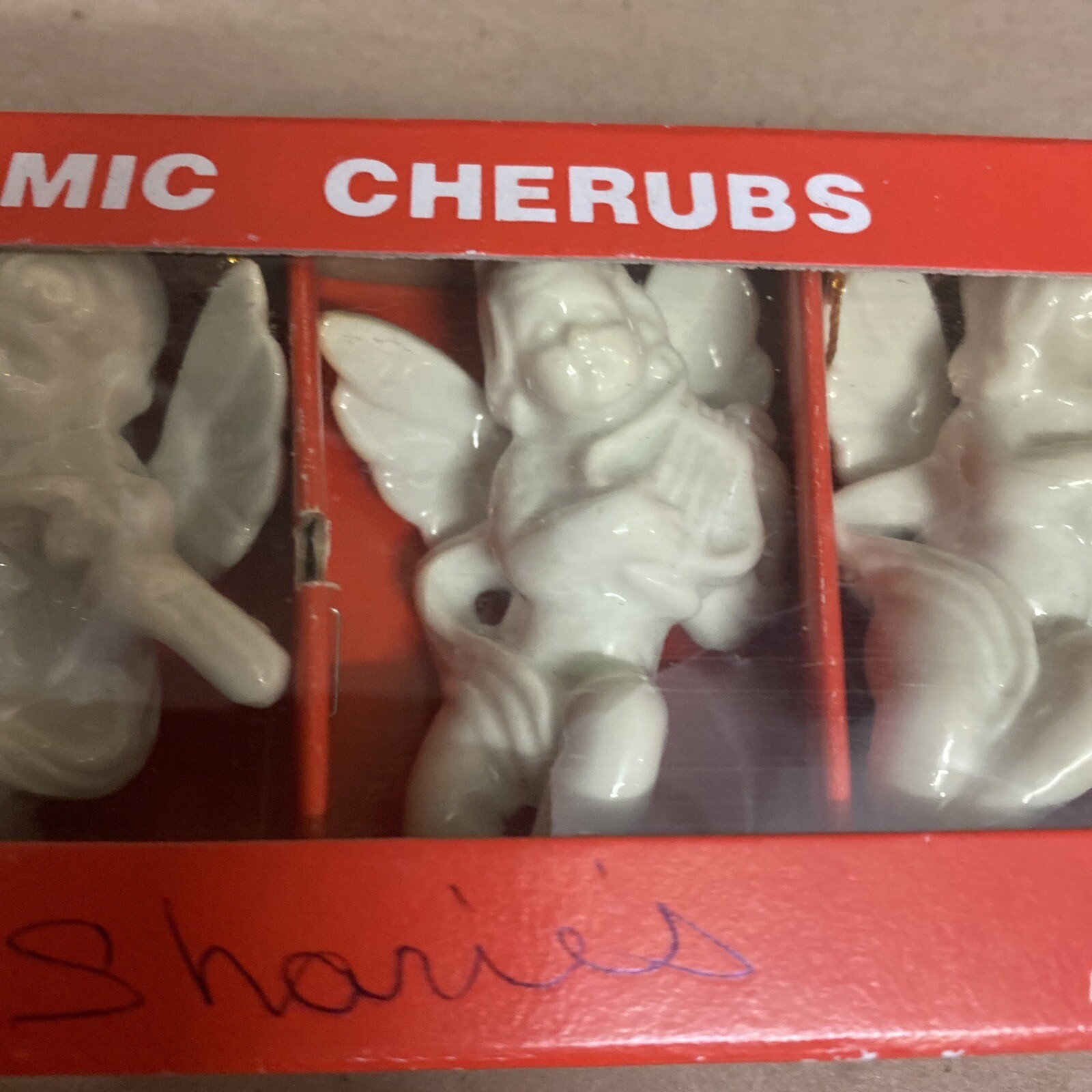 Vintage Flying Cherubs Christmas Ornaments Angels Porcelain Musical Set ...