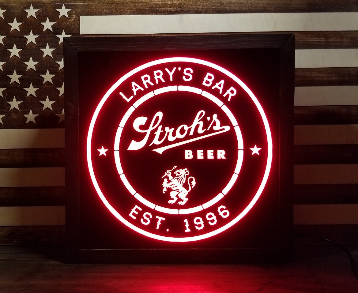 Custom Stroh's Beer LED Sign Personalized Home bar pub Lighted non neon ...
