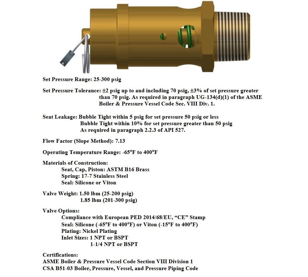 250 PSI BRASS SAFETY RELIEF POP OFF PRESSURE VALVE COMPRESSOR, TANK, 1. ...