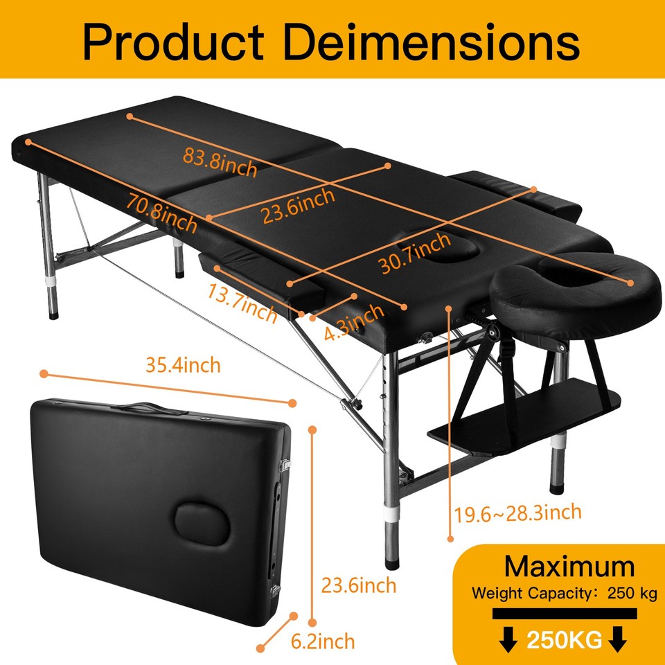 Aluminium Professional Massage Table Adjustable Portable Lashing Bed 2 ...