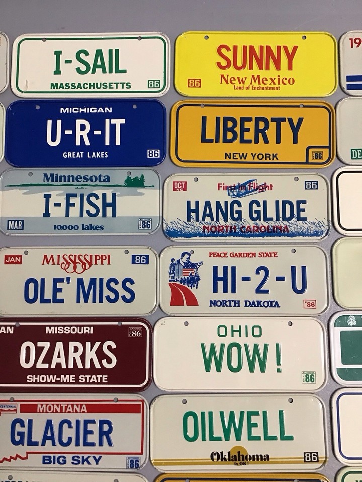 Wheaties Cereal Mini License Plates COMPLETE SET 1986 General Mills Lot ...