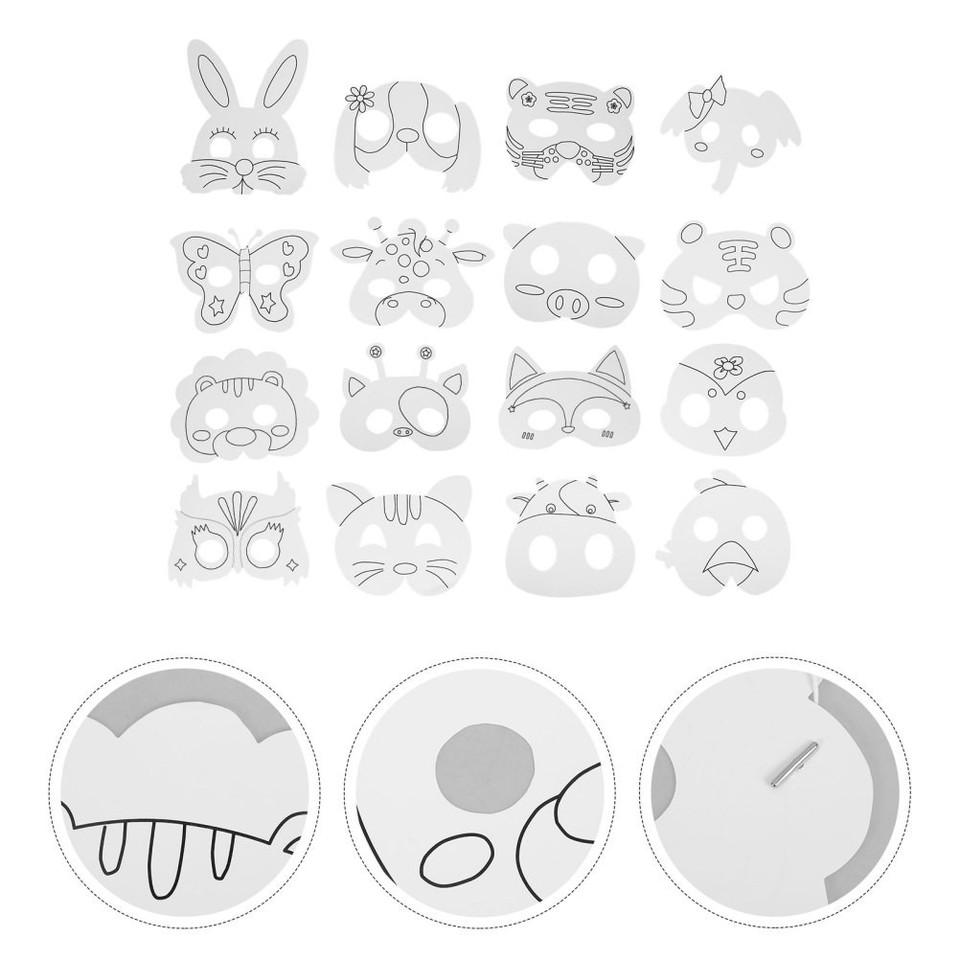 Handcraft Paper Mask Diy Painting Masks Animal Coloring Carnival | eBay ...