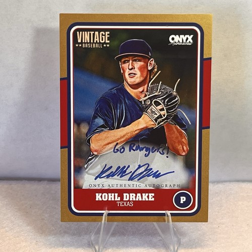 2025 Onyx Vintage - Gold Inscribed Auto /10 - Kohl Drake - “Go Rangers ...