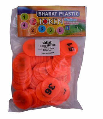 Orange Plastic Token/Coins with Numeric Numbers 1 to 100, Pack of 100 ...