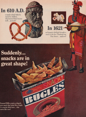 1966 General Mills Bugles: Suddenly Snacks are in Great Shape Vintage ...