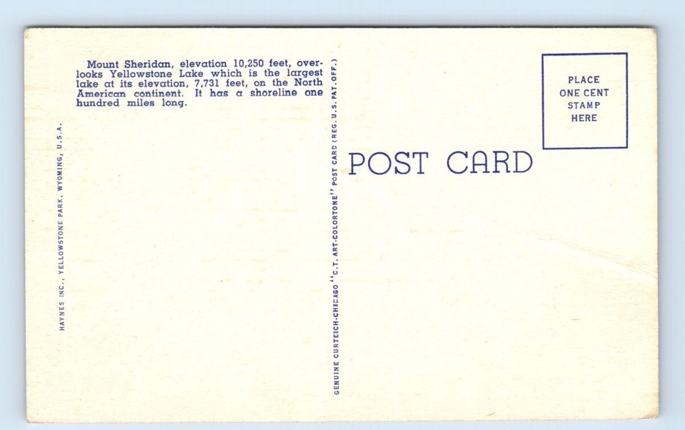 Yellowstone National Park WY Yellowstone Lake Mt. Sheridan Linen ...