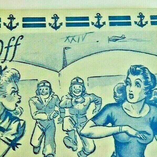 VINTAGE POSTCARD US NAVY CARTOON TAKE OFF WOMEN PURSUIT SQUADRON WWII ...