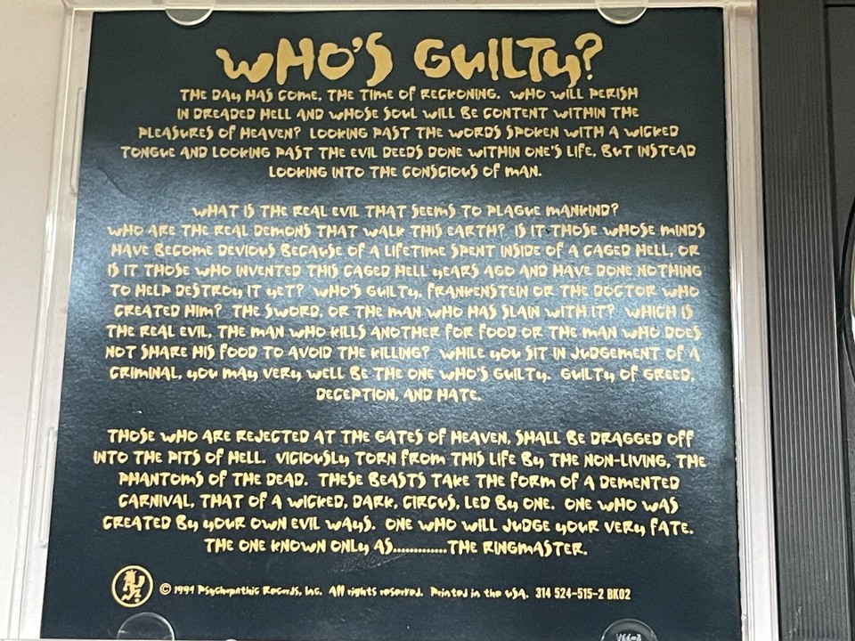 Insane Clown Posse - Ringmaster (CD, 1994) ICP with Foil Cover ...