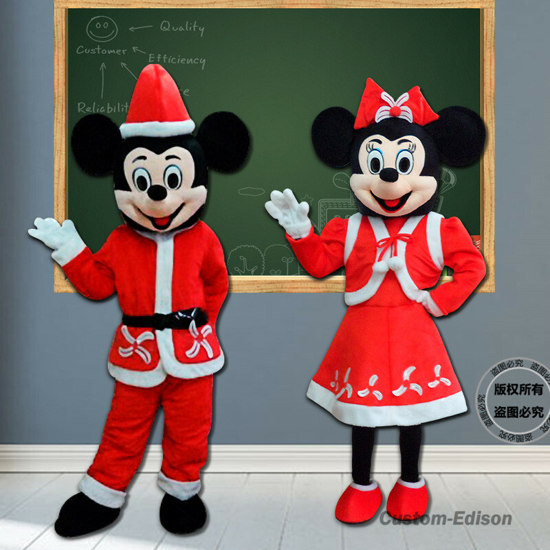 Xmas Mickey & Minnie Mouse Mascot Costume Suits Party Dress Character ...