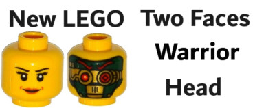 New LEGO Head GIRL Samurai Gold WARRIOR Robotic Mask Two Sided Dual Red ...