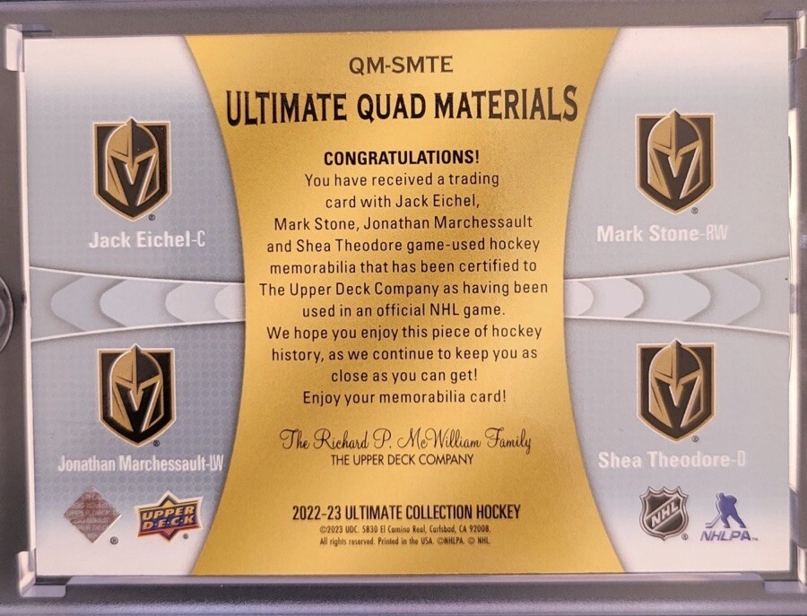 2022-23 UD ULTIMATE QUAD MATERIALS PATCH EICHEL STONE MARCHESSAULT THEODORE /25 | eBay