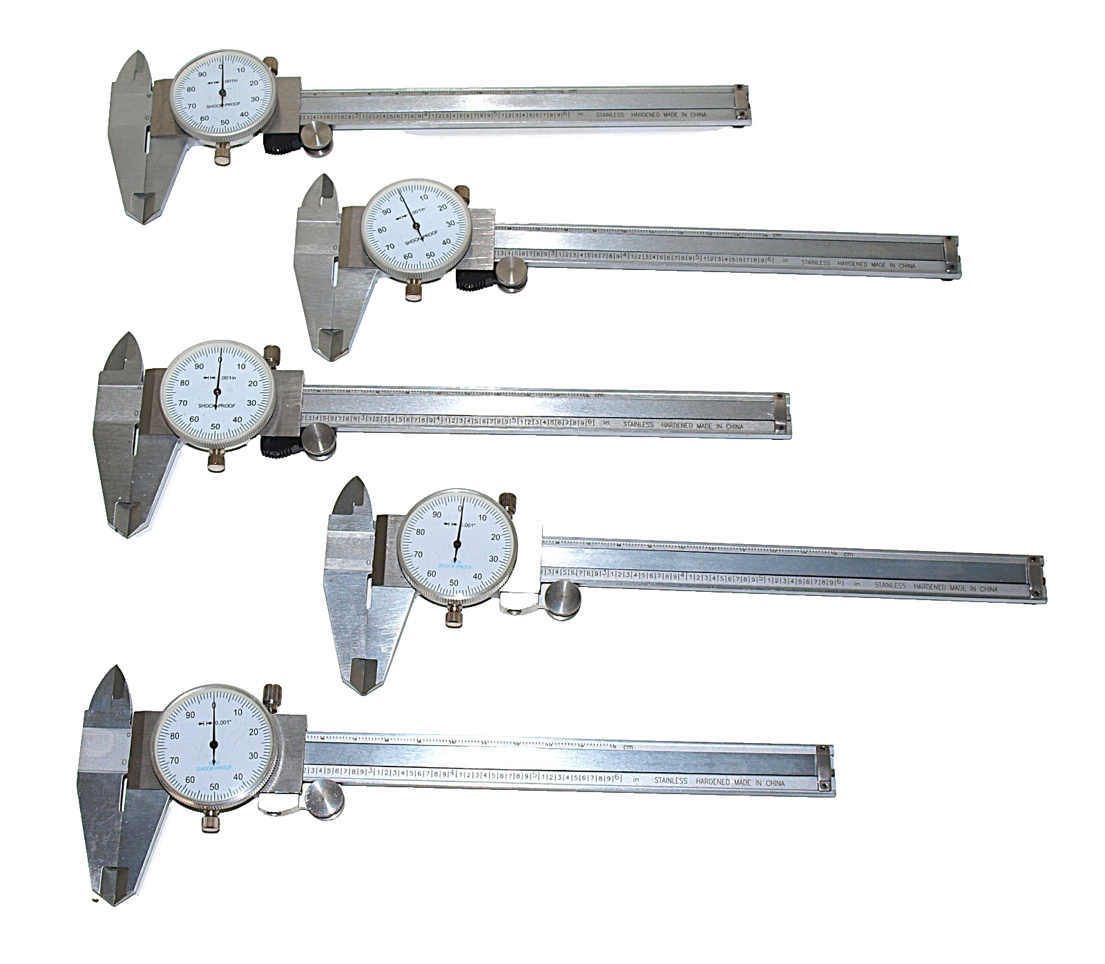 LOT of 5 DIAL CALIPERS 0-6" x .001" MEASURE ID OD DEPTH and STEP ...