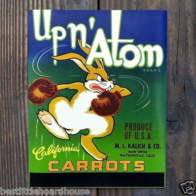 Vintage Original Upn' Atom CARROTS Vegetable Carrot Crate Box Label ...