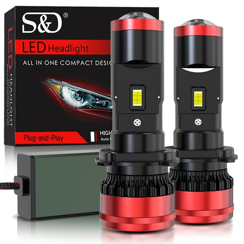 2X LHD H4 Bi-LED Projector Lens Hi/Lo Headlight Mini Bulbs 80W 30000Lm ...