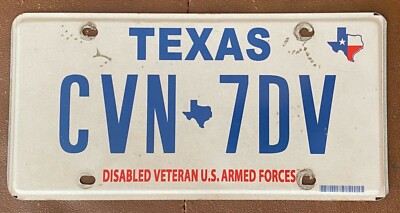 Texas 2011 MILITARY DISABLED VETERAN US ARMED FORCES License Plate ...