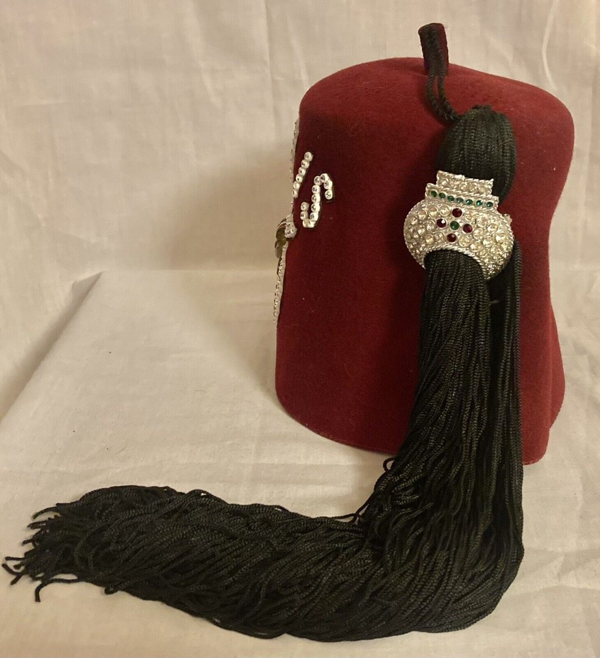 Vintage Mason Freemason Shriner Jeweled Osiris Fez Hat Cap w/ Case | eBay