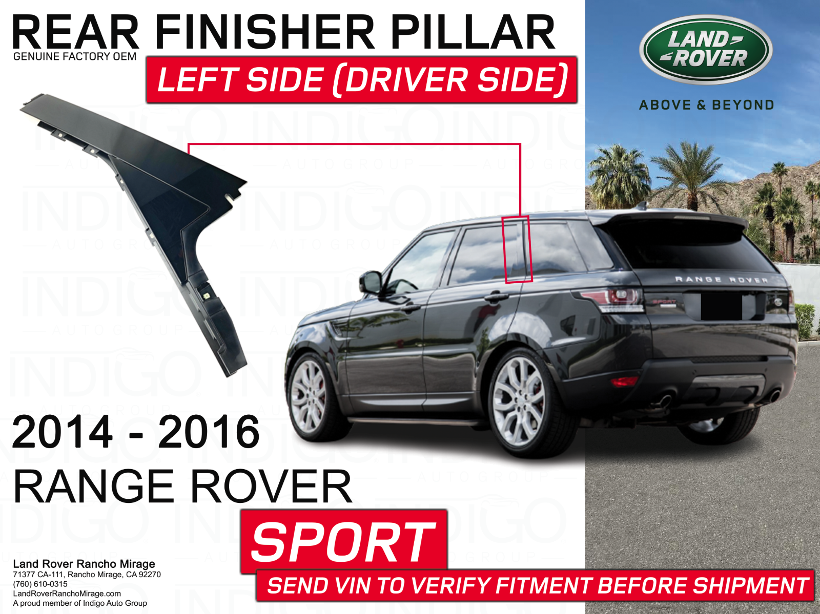 LAND ROVER REAR FINISHER PILLAR RANGE ROVER SPORT LH NEW LR043794 (VIN ...