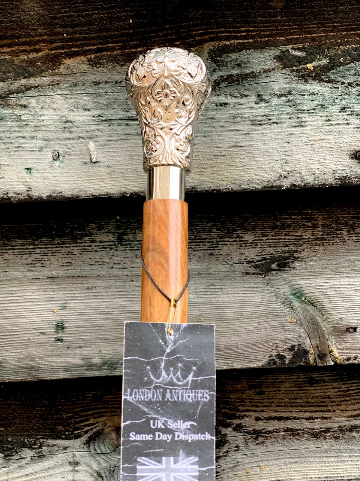 SWAGGER WALKING STICK CANE VICTORIAN STYLE SILVER NICKEL TOP KNOB ...