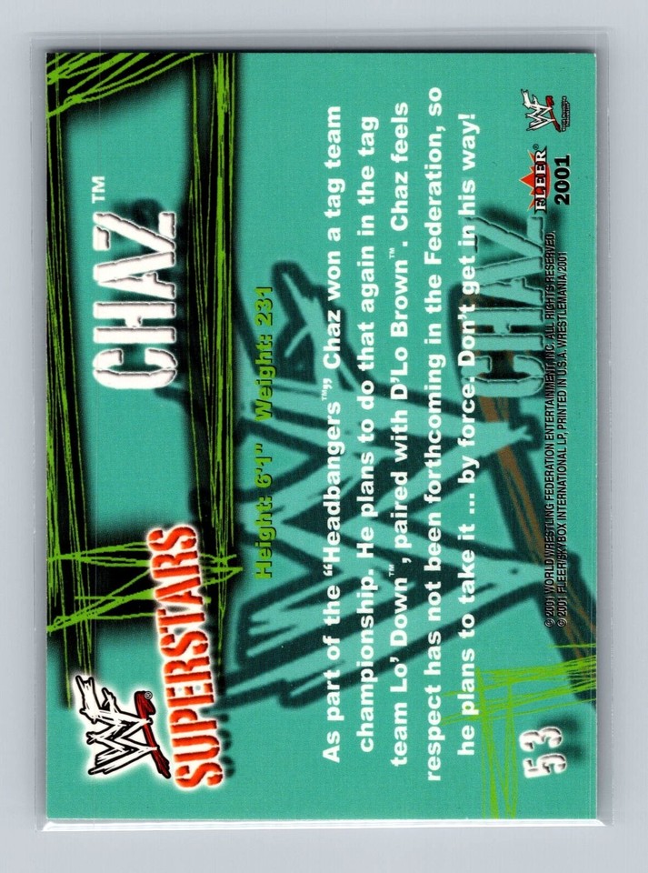 2001 Fleer WWF Wrestlemania Wrestling Chaz #53 | eBay