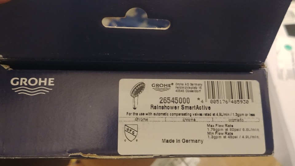 GROHE 26545000 Rainshower Smartactive 5" Handheld Shower Head ...