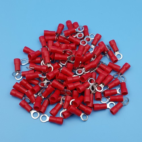 100Pcs Red RV1.25-4 Ring Pre-Insulating 22-16 AWG Wire Crimp Terminals ...