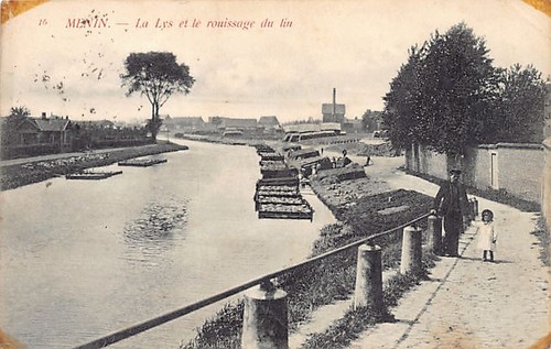 België - MENEN (W. Vl.) De Leie en het roten van vlas - La rivière Lys ...