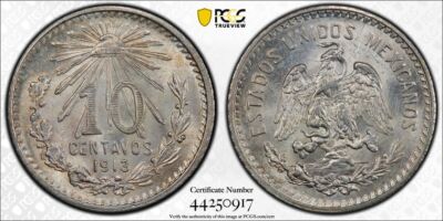 1913 Mo PCGS MS66 | MEXICO - TOP POP 10 Centavos 10C Coin #40239A | eBay