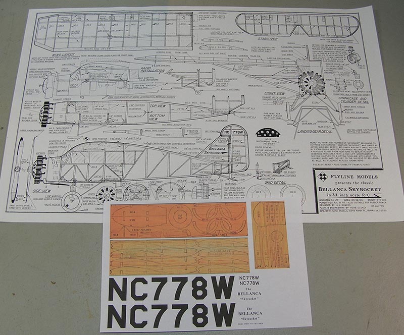 Flyline Model Airplane Plans (FF-RC): Bellanca Skyrocket 1/16 Scale 34½ ...