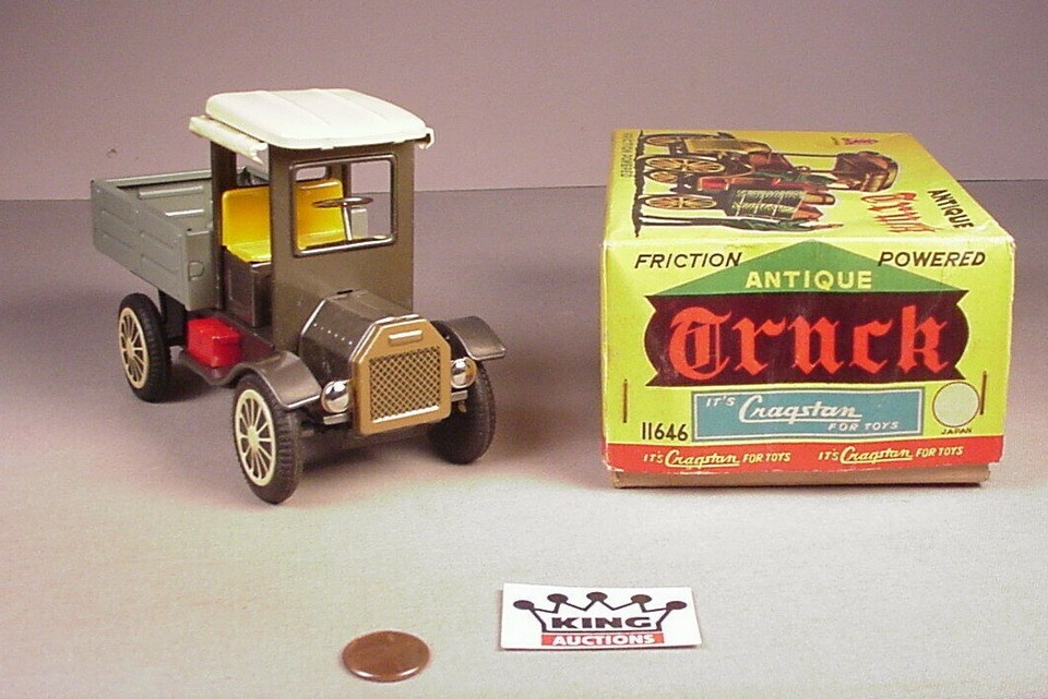 Vintage Cragstan Delivery Truck Tin Toy Car metal friction pick-up ...