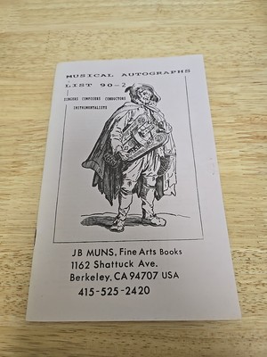 JB Muns Fine Arts Books Catalogue List 90-2 Musical Autographs | eBay