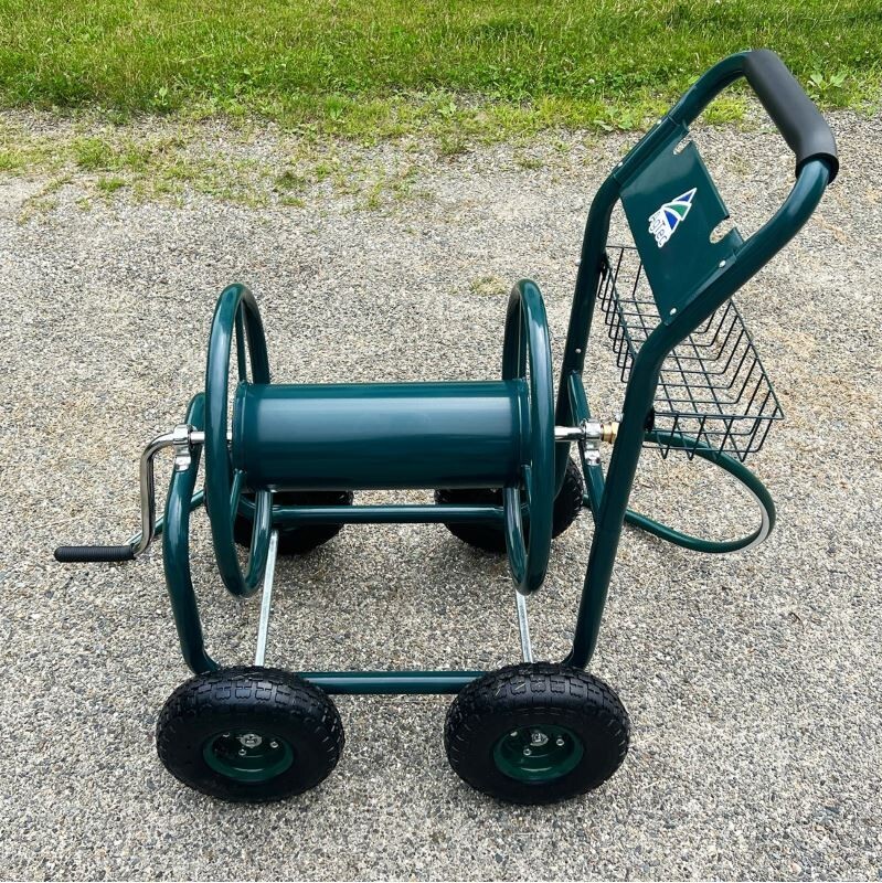 Agtec 4 Wheel Cart With Hose Reel for 300' of Hose and Storage Basket ...