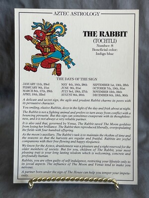 Vintage Aztec Astrology "THE RABBIT" (TOCHTLI) Number 8 ~ Postcard ...