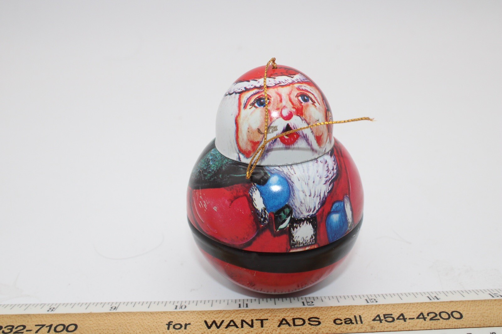 Vintage Roly Poly Santa Claus Metal Candy Container Ornament R1D5 | eBay