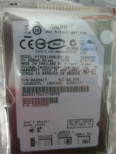 Hitachi HTS541680J9AT00 Hard Disk 80GB Unused | eBay