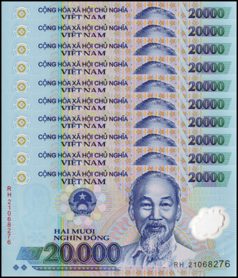 10 x Vietnam 20,000 Dong Banknote, 2021, P-120l, UNC, Polymer USA ...