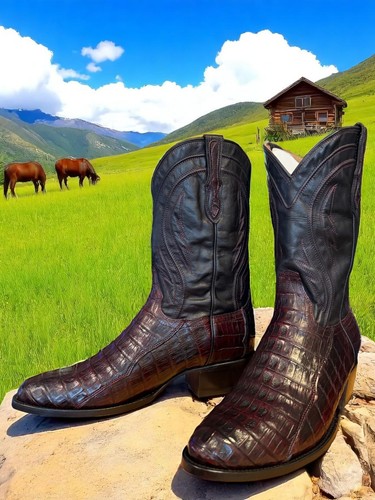 RUJO Boots "The Blake" Black Cherry Caiman Belly NEW IN BOX 13-D 754 ...