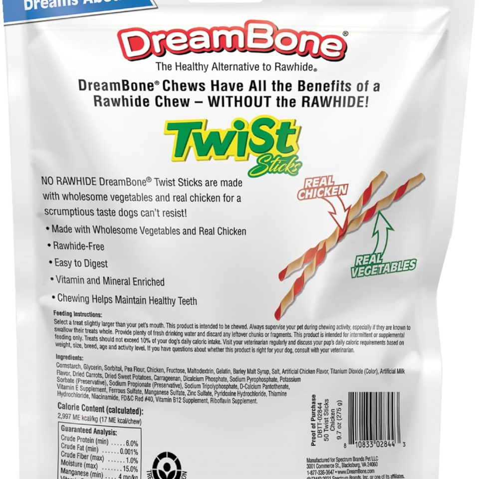 DreamBone Twist Sticks, Made With Real Chicken, Rawhide-Free Chews for ...