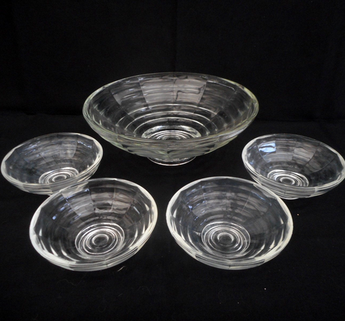 Vintage Chance Brothers Spiderweb glass bowl set - 24 cm (8") & 12 cm ...