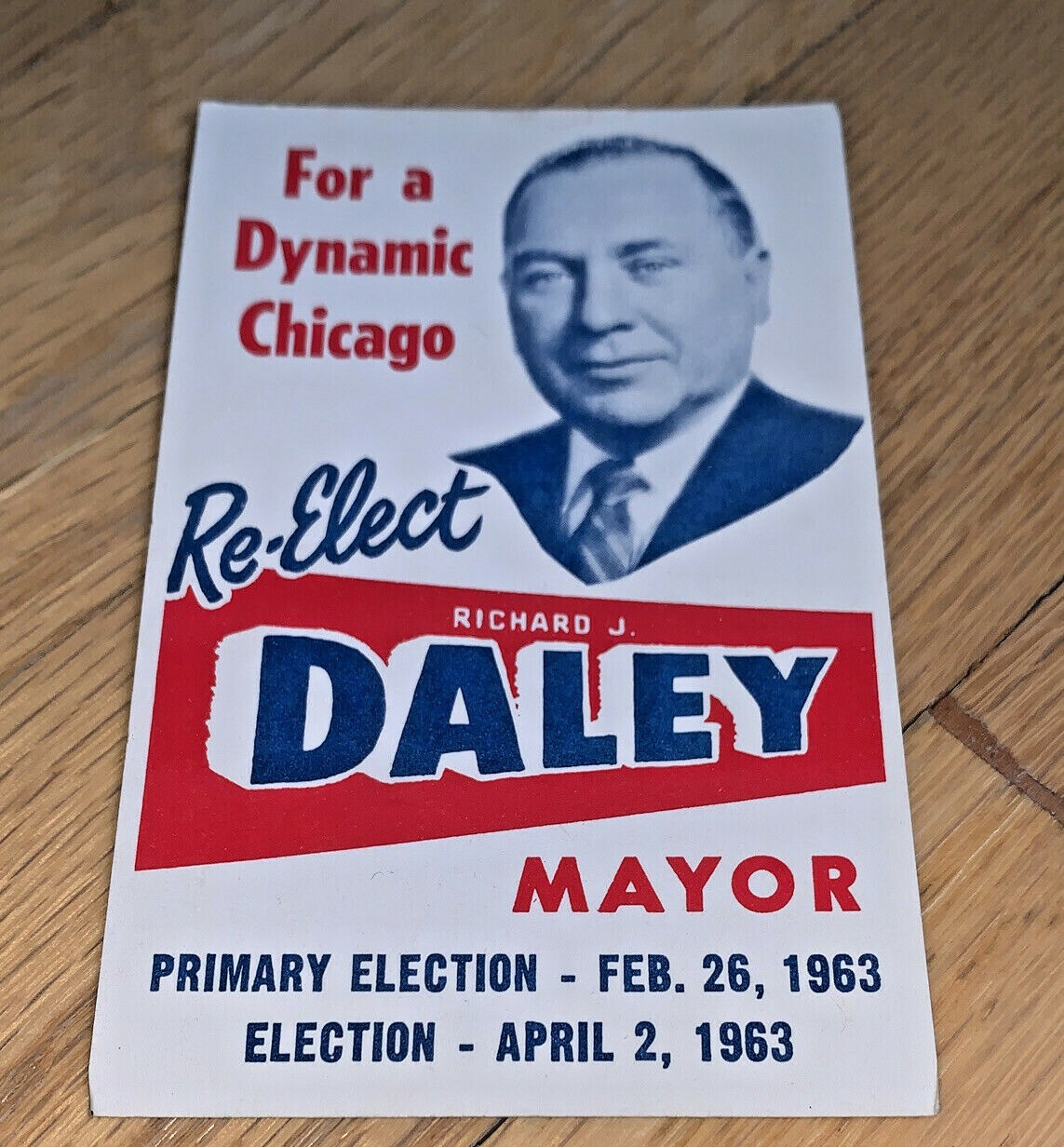 1963 Re-Elect RICHARD J. DALEY Chicago Mayor Card DALEY / MARCIN ...
