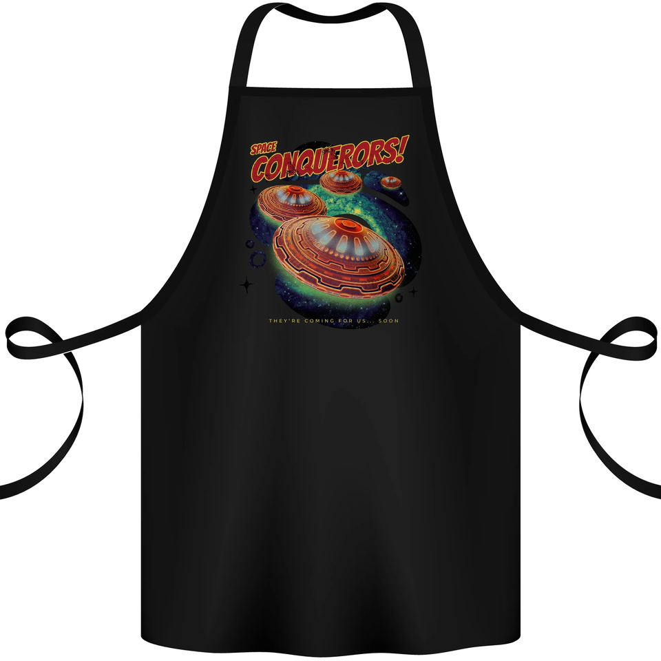 Space Conquerors Alien Flying Saucer UFO Cotton Apron 100% Organic | eBay