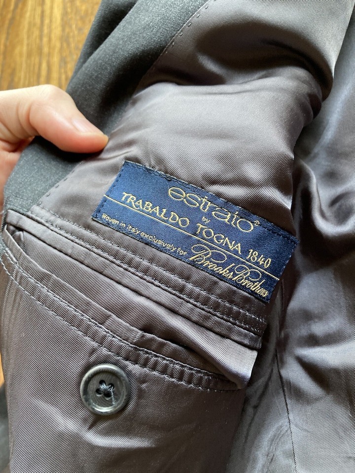 Brooks Brothers Suit Mens Size 44S 39W Dark Gray Estrato Wool 1818 ...