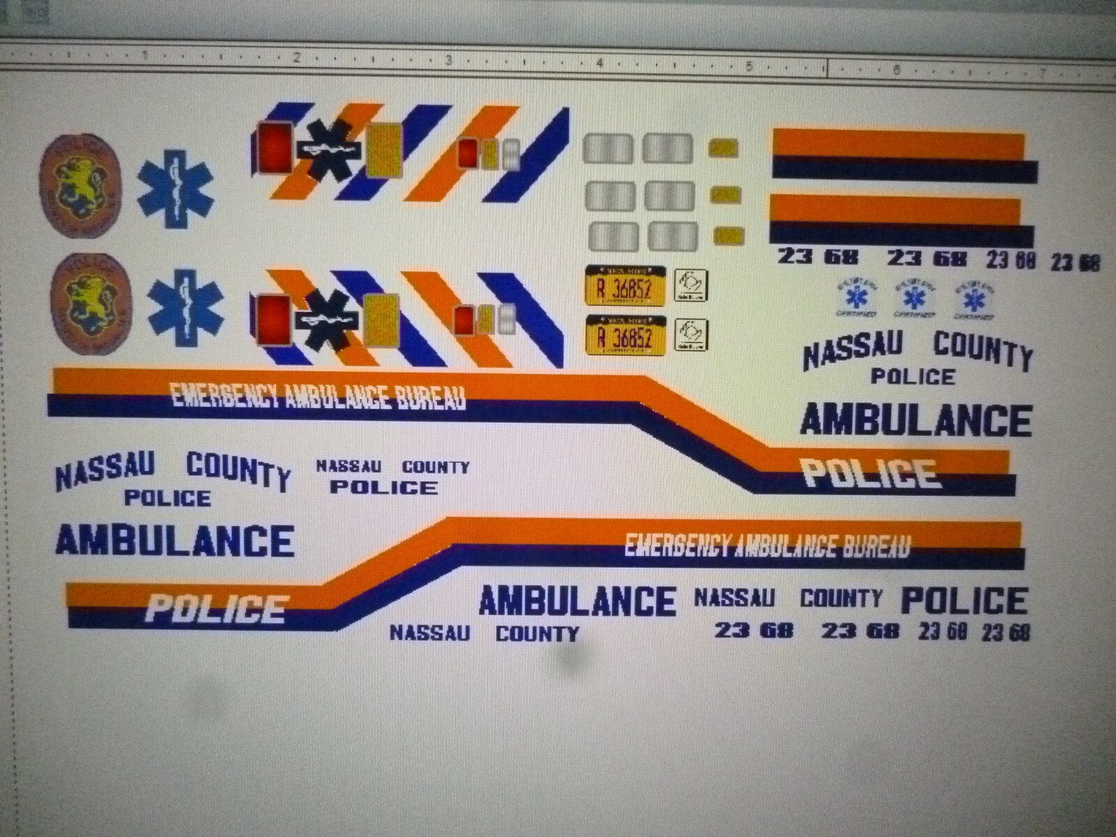Nassau County New York Police Emergency Ambulance Decals 1:64 ...