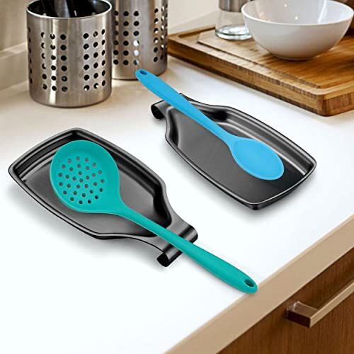 2piece Black Spoon Rest For Kitchen Counter Stainless Steel Spoon ...