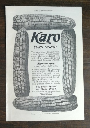 Vintage 1904 Karo Corn Syrup Corn on The Cob Full Page Original Ad ...