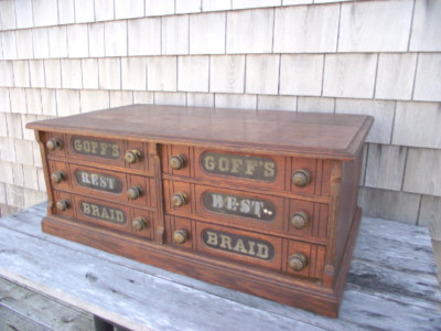 Antique Thread Spool Advertising Cabinet Goff's Braid -6 Drawer Oak ...